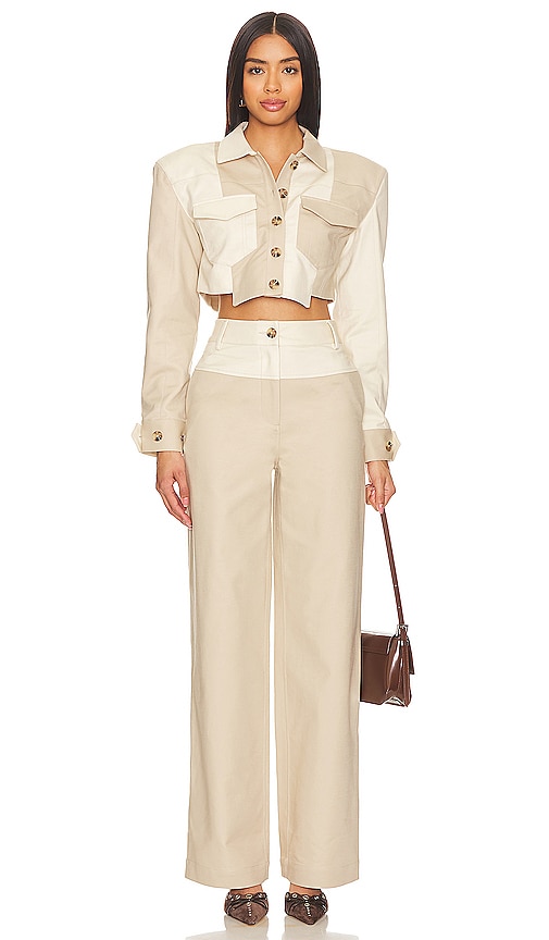 CAMILA COELHO Araceli Cropped Jacket in Neutral